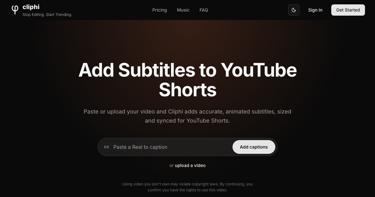 Add Subtitles to YouTube Shorts (Auto) | Cliphi