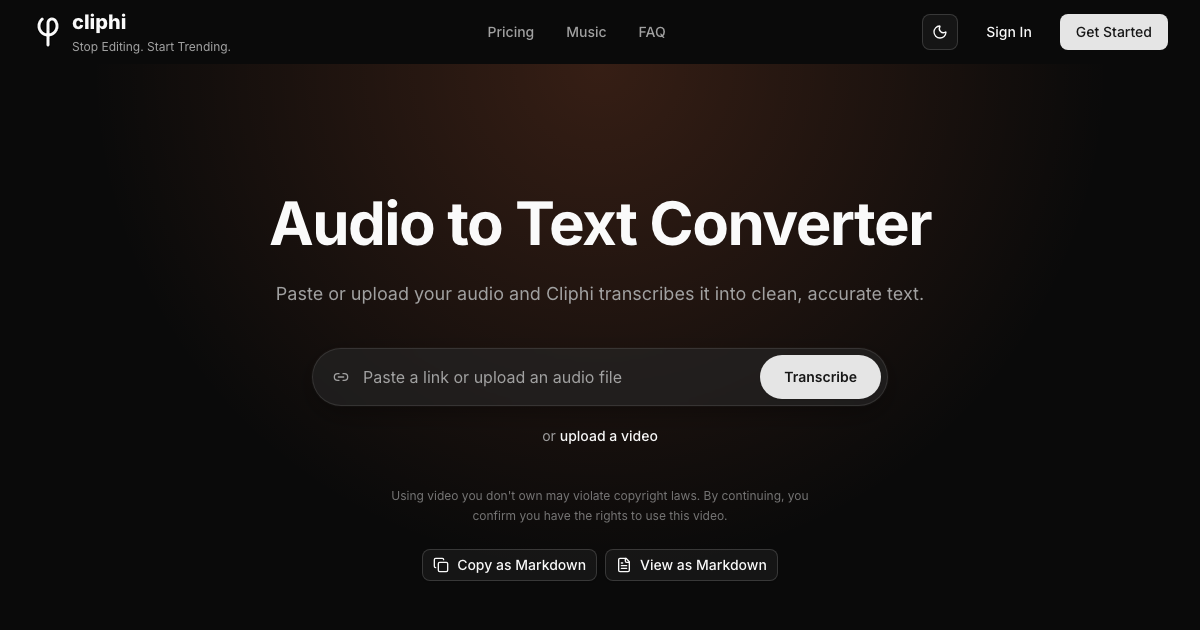 Audio to Text Converter (Accurate Transcription) | Cliphi
