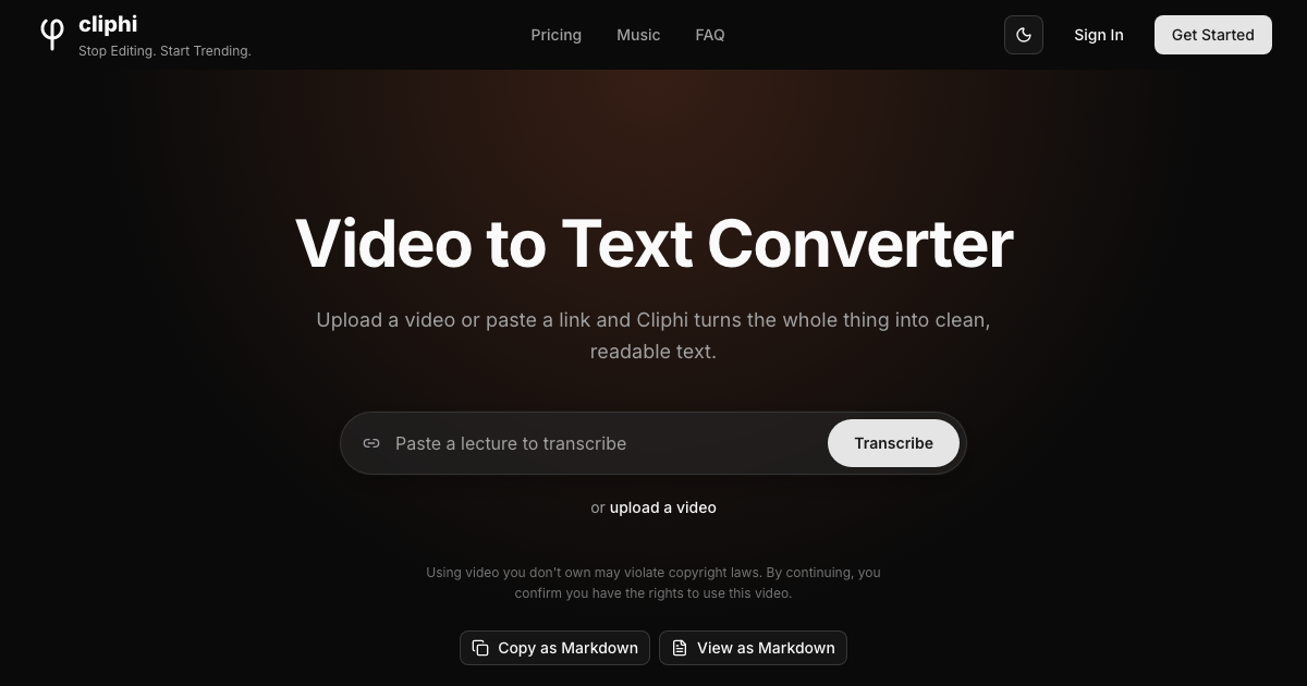 Video to Text Converter (Accurate Transcription) | Cliphi